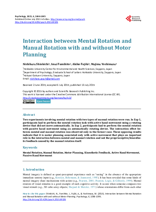 (PDF) Interaction between Mental Rotation and Manual Rotation with and ...