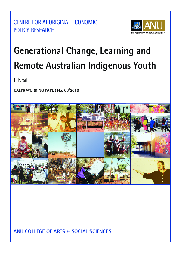 (PDF) Generational change, learning and remote Australian Indigenous youth