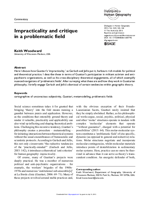 (PDF) Impracticality and Critique in a Problematic Field