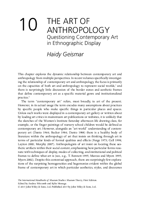 (PDF) The Art Of Anthropology: Questioning Contemporary Art in ...