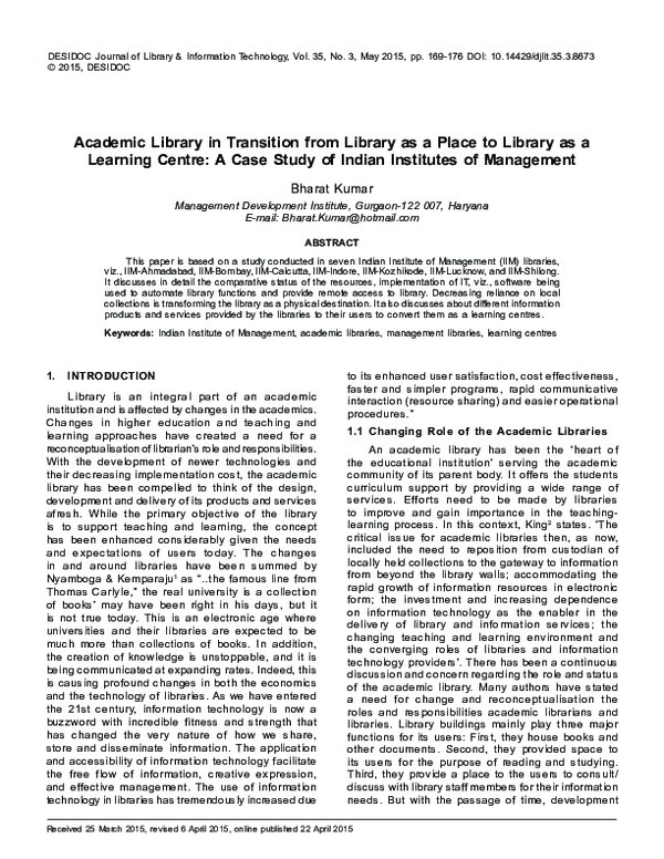 (PDF) Academic Library in Transition from Library as a Place to Library ...
