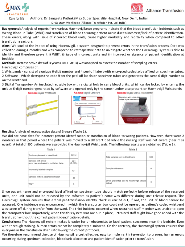 (PDF) HAEMOVIGILTM: A NOVEL SYSTEM TO PREVENT BEDSIDE PHLEBOTOMY AND ...