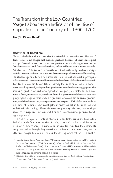 (PDF) The Transition in the Low Countries: Wage Labour as an Indicator ...