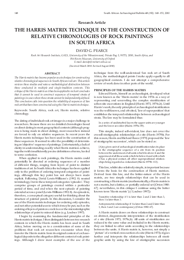 (PDF) The Harris matrix technique in the construction of relative ...