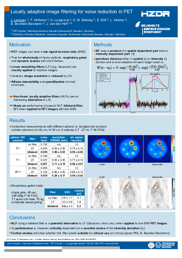 (PDF) Locally adaptive image filtering for noise reduction in PET