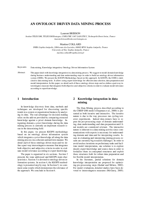 (PDF) An ontology driven data mining process