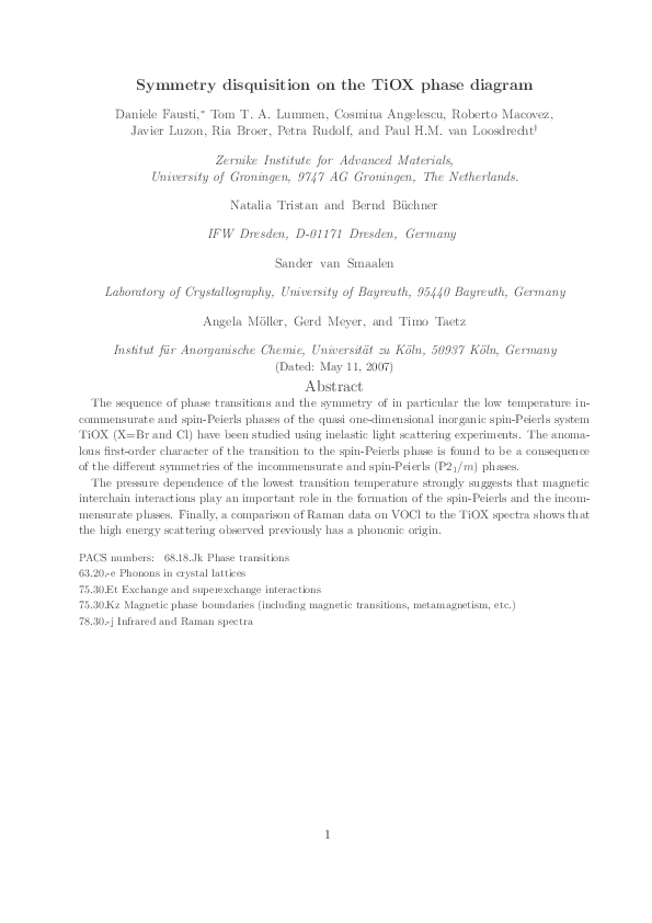 (PDF) Symmetry disquisition on the TiOX phase diagram | Javier Luzon ...