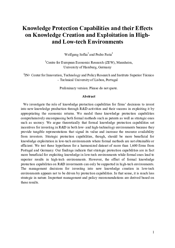 (PDF) Knowledge Protection Capabilities and their Effects on Knowledge ...