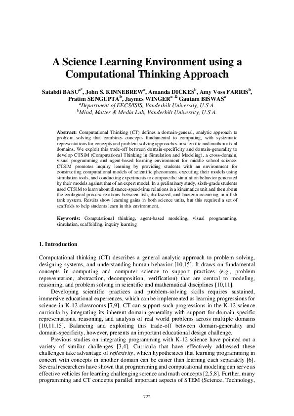 Pdf A Science Learning Environment Using A Computational Thinking Approach