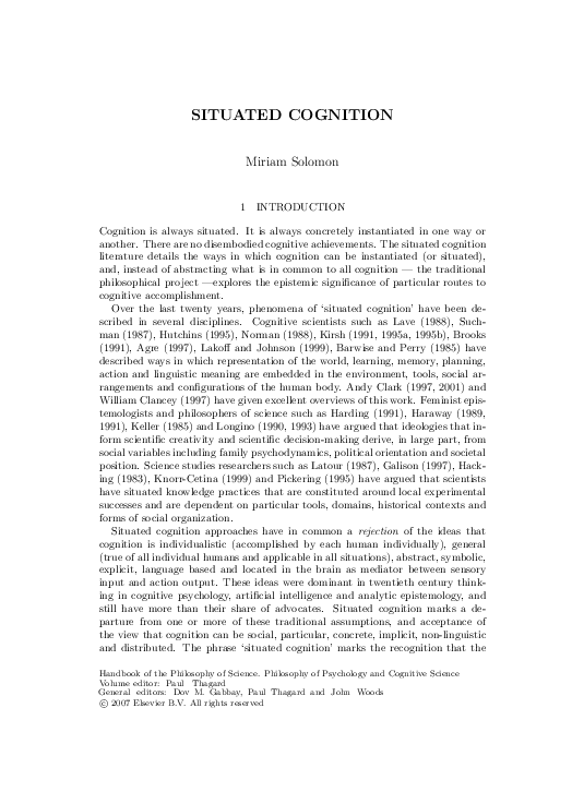 (PDF) Situated cognition