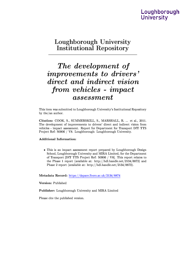 (PDF) The development of improvements to drivers' direct and indirect ...