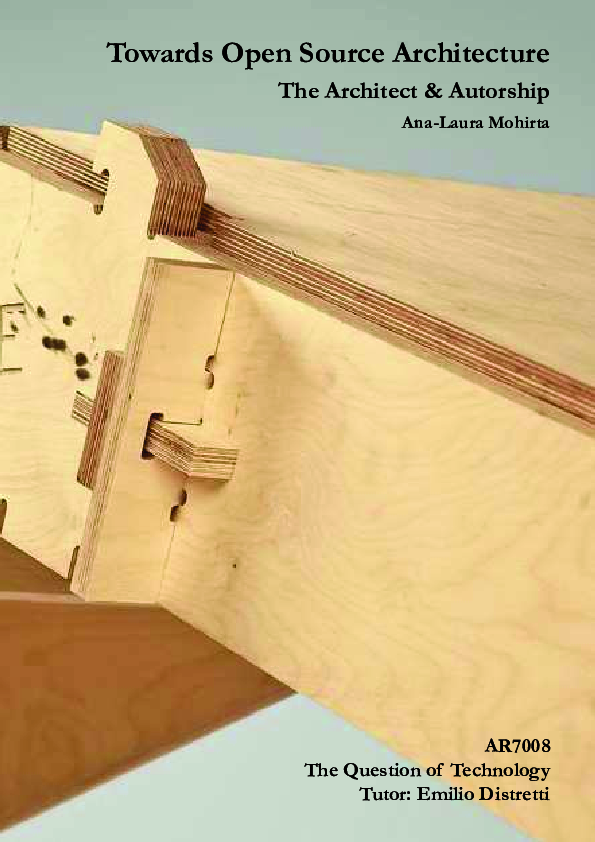 (PDF) Towards an open source architecture. The Architect & Authorship