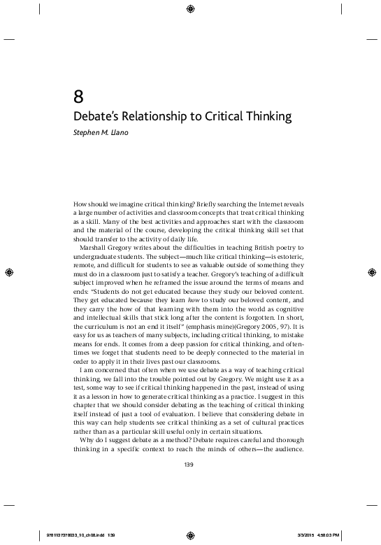 (PDF) Debate's Relationship to Critical Thinking