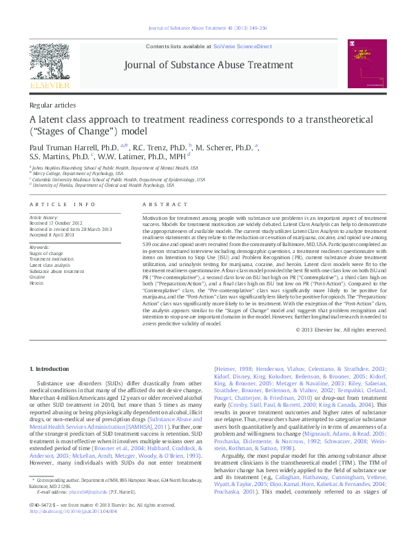(PDF) A latent class approach to treatment readiness corresponds to a ...