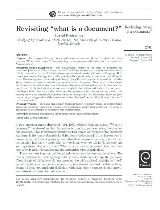(PDF) Revisiting “what is a document?”