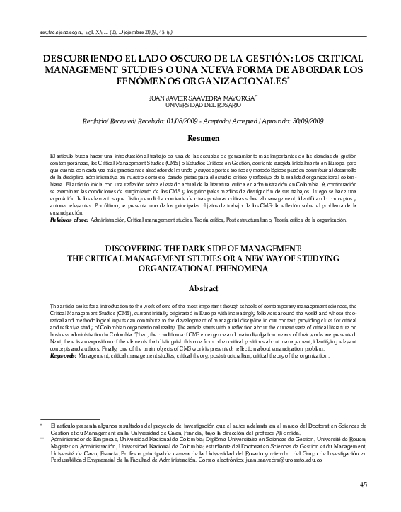 (PDF) THE CRITICAL MANAGEMENT STUDIES OR A NEW WAY OF STUDYING ...