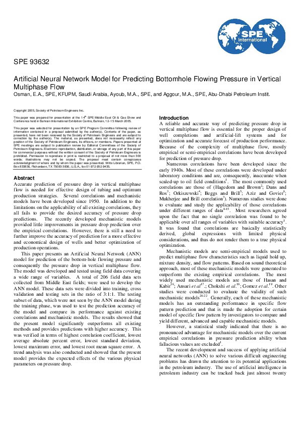 (PDF) Artificial Neural Network Model for Predicting Bottomhole Flowing Pressure in Vertical ...