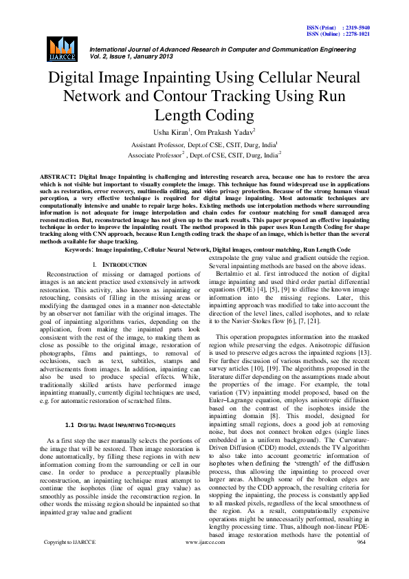 (PDF) Digital Image Inpainting