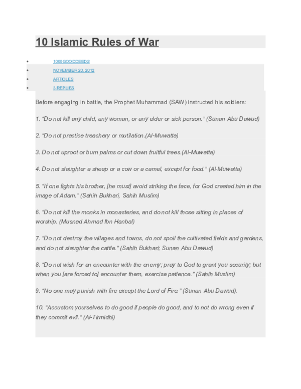 (DOC) 10 Islamic Rules of War