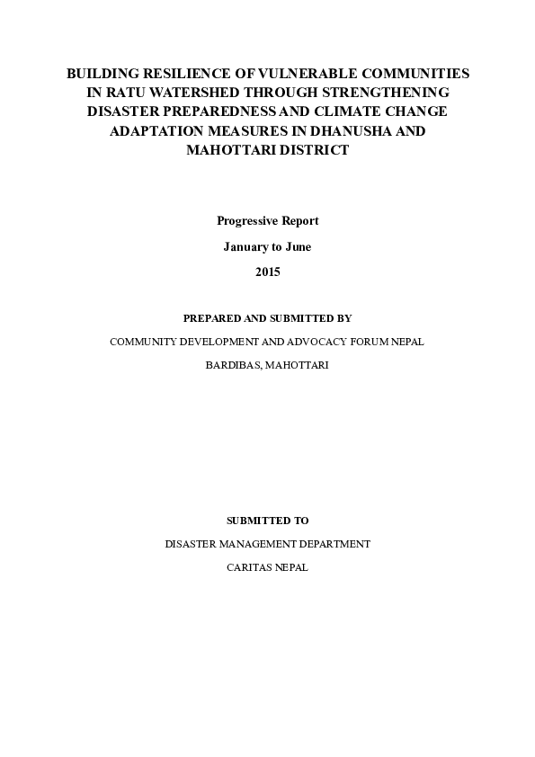 (DOC) DRR Narrative Report Community Development & Advocacy Forum Nepal