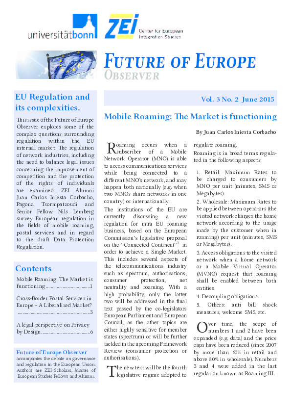 (PDF) Future of Europe Observer Vol. 3 No.2 /2015: EU Regulation and ...