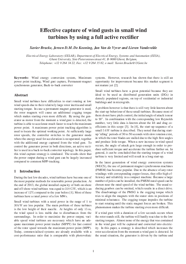 (PDF) Effective capture of wind gusts in small wind turbines by using a ...
