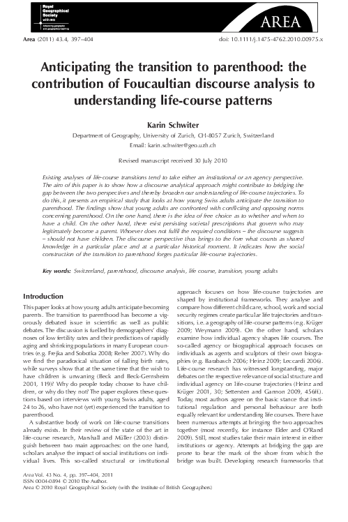 (PDF) Anticipating the transition to parenthood: the contribution of ...