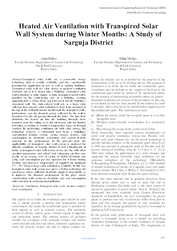 (PDF) Heated Air Ventilation with Transpired Solar Wall System during ...