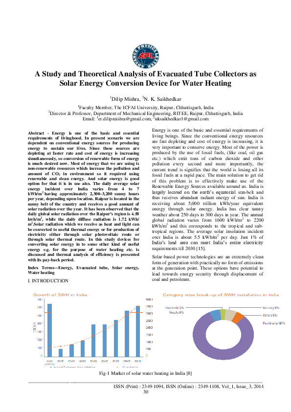 (PDF) A Study And Theoretical Analysis Of Evacuated Tube Collectors As ...