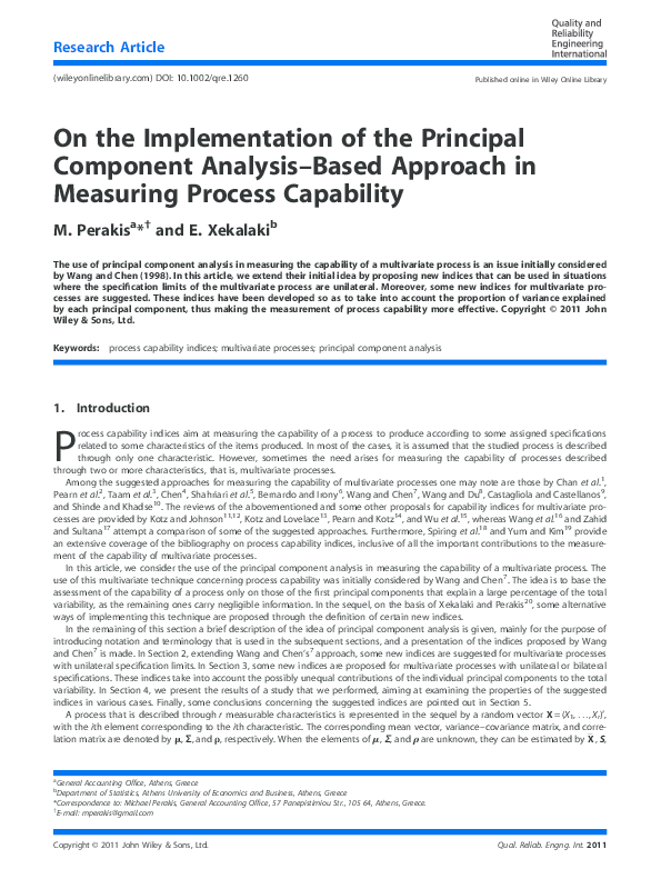 On The Implementation Of The Principal Component Analysisbased