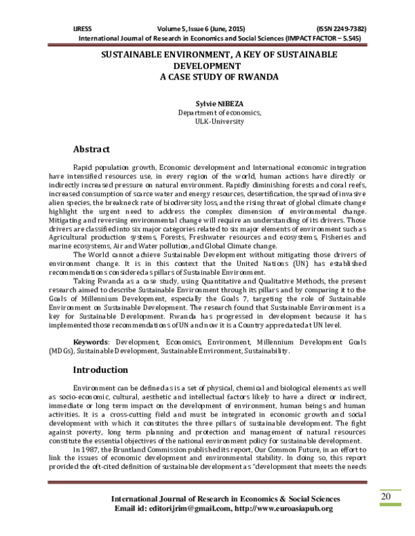 (PDF) SUSTAINABLE ENVIRONMENT, A KEY OF SUSTAINABLE DEVELOPMENT A CASE ...