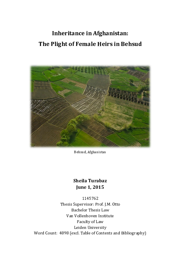 Inheritance in Afghanistan: The Plight of Female Heirs in Behsud