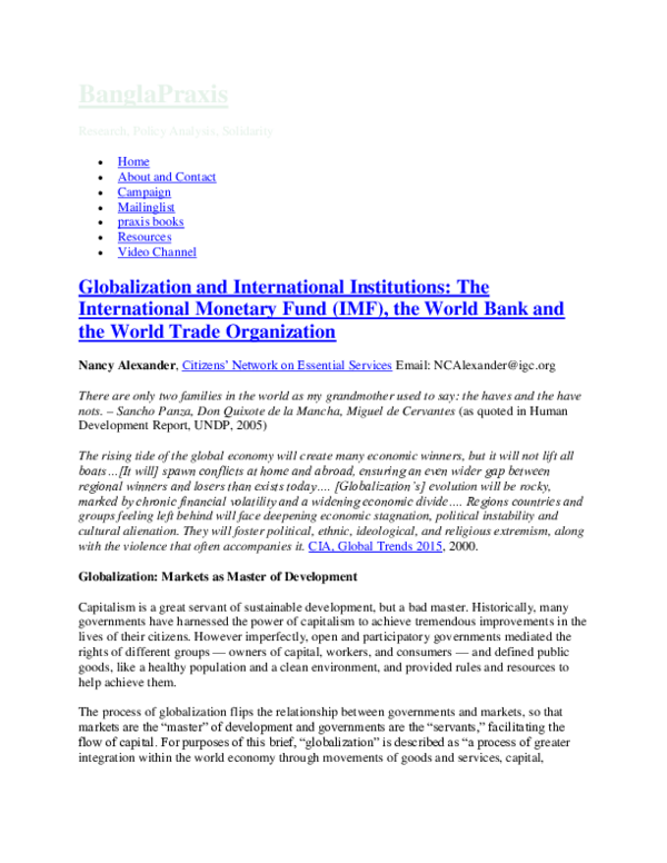 (PDF) Globalization and International Institutions: The International ...
