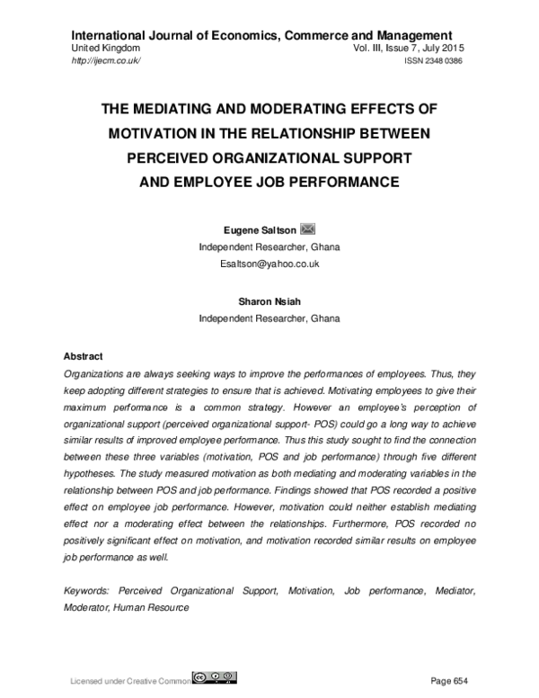 (PDF) THE MEDIATING AND MODERATING EFFECTS OF MOTIVATION IN THE RELATIONSHIP BETWEEN PERCEIVED ...