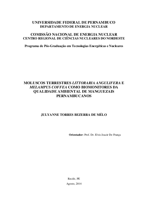 (PDF) MOLUSCOS TERRESTRES LITTORARIA ANGULIFERA E MELAMPUS COFFEA COMO ...
