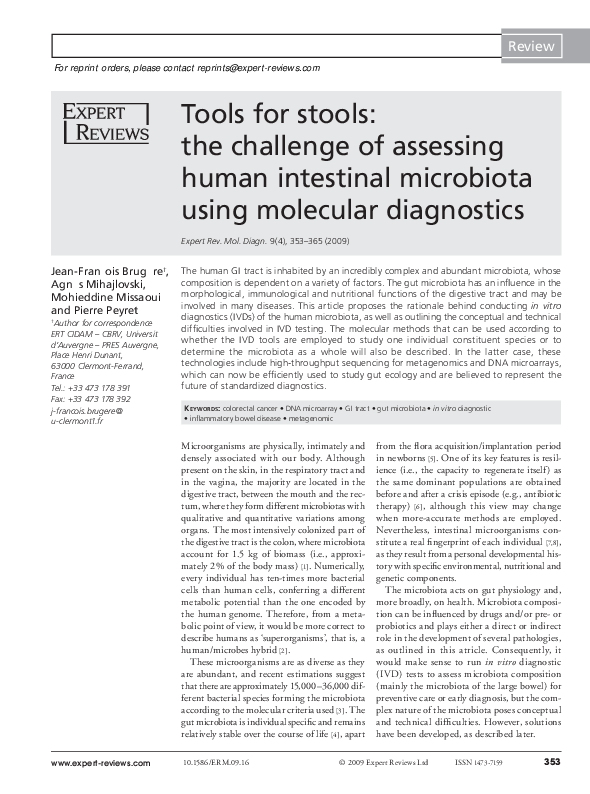 (PDF) Tools for stools: the challenge of assessing human intestinal ...