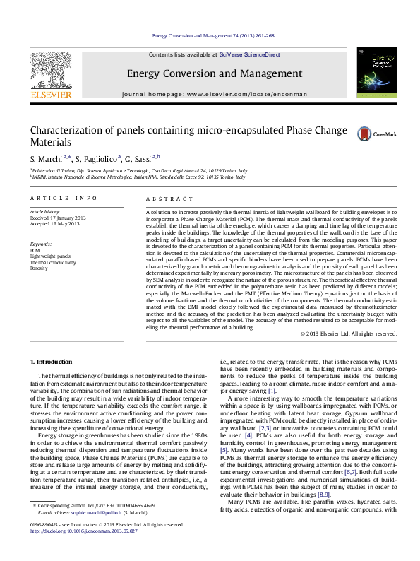 (PDF) Characterization of panels containing micro-encapsulated Phase ...