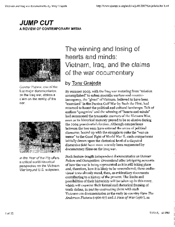 (PDF) The Winning and Losing of Hearts and Minds: Vietnam, Iraq, and ...