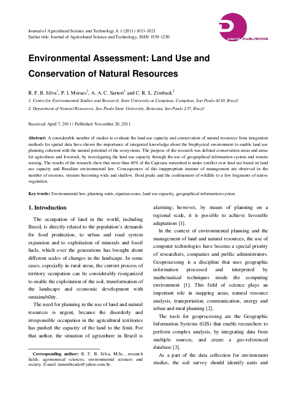 (PDF) Environmental Assessment: Land Use and Conservation of Natural ...