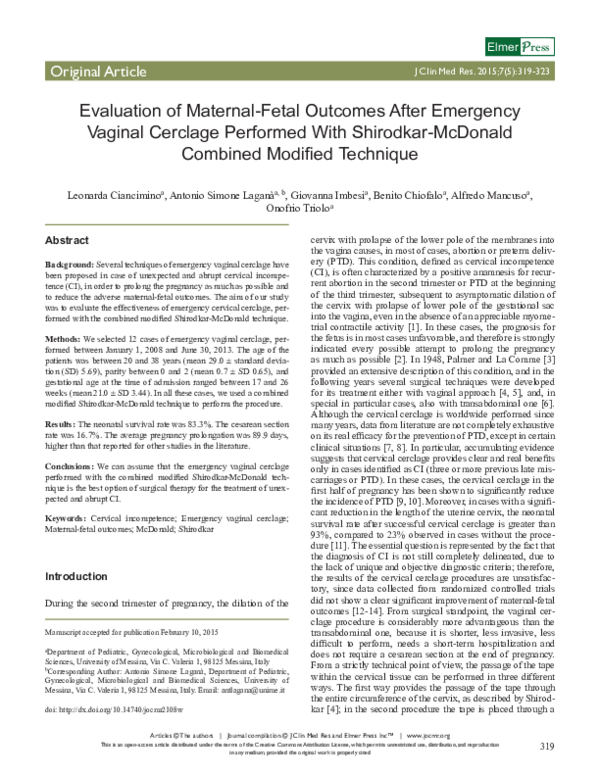 (PDF) Evaluation of Maternal-Fetal Outcomes After Emergency Vaginal ...