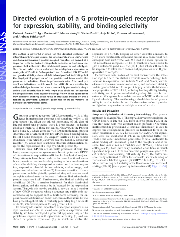 (PDF) Directed evolution of a G protein-coupled receptor for expression ...