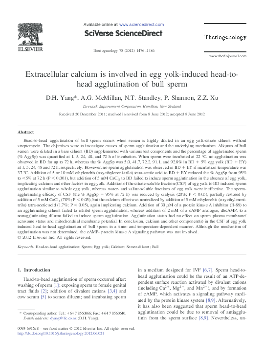 (PDF) Extracellular calcium is involved in egg yolk-induced head-to ...