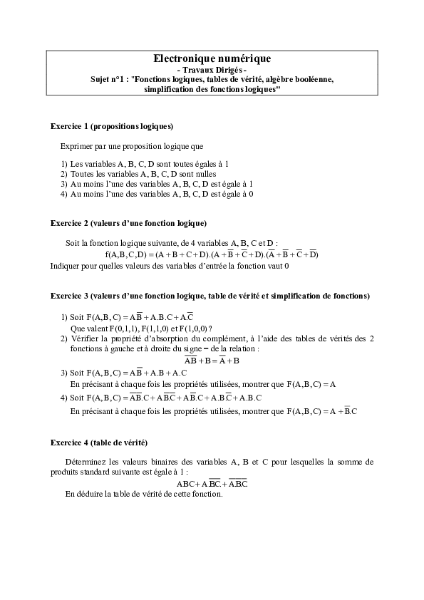 (PDF) Electronique numérique