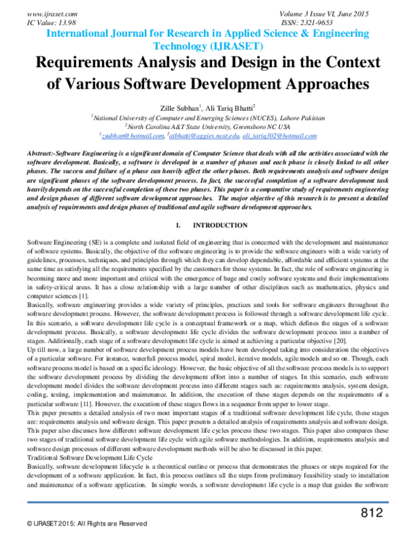 (PDF) Requirements Analysis and Design in the Context of Various ...