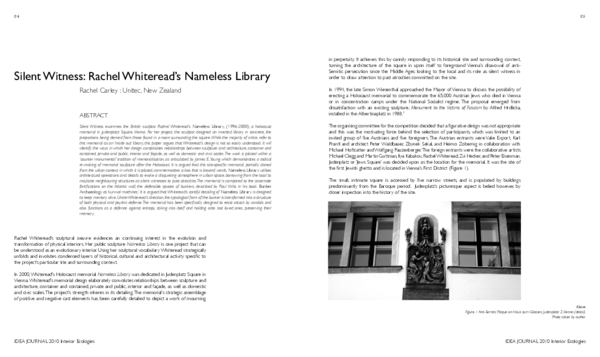 (PDF) Silent Witness: Rachel Whiteread’s Nameless Library