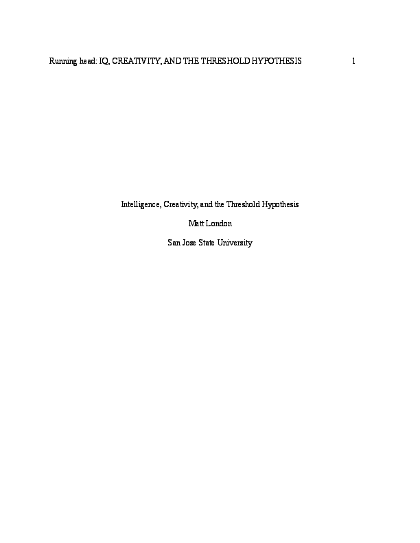 (DOC) Intelligence, Creativity, and the Threshold Hypothesis