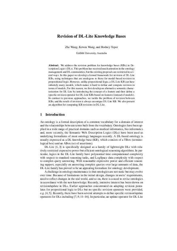 (PDF) Revision of DL-Lite Knowledge Bases