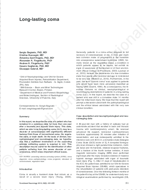 (PDF) Long-lasting coma