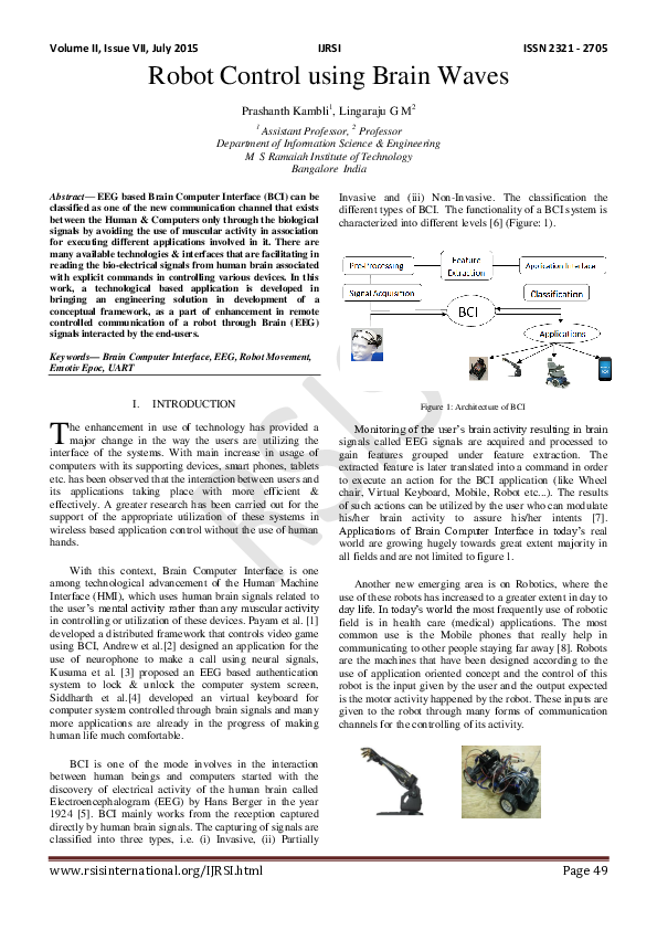 (PDF) Robot Control using Brain Waves