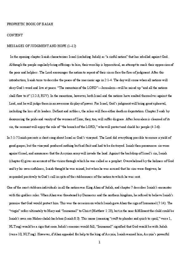 (DOC) SUMMARY OF SOME OF THE BOOK OF SOME PRE-EXILIC PROPHETS IN THE BIBLE